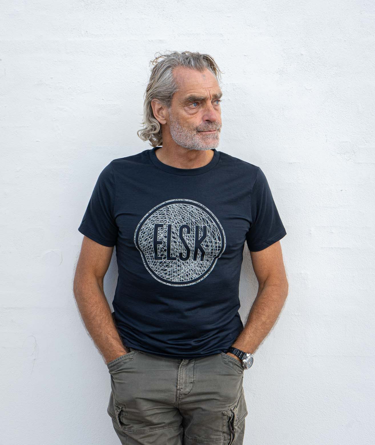 ELSK 1800 | ELSK® WEB LOGO WOOL MEN'S T-SHIRT | NAVY | designet med