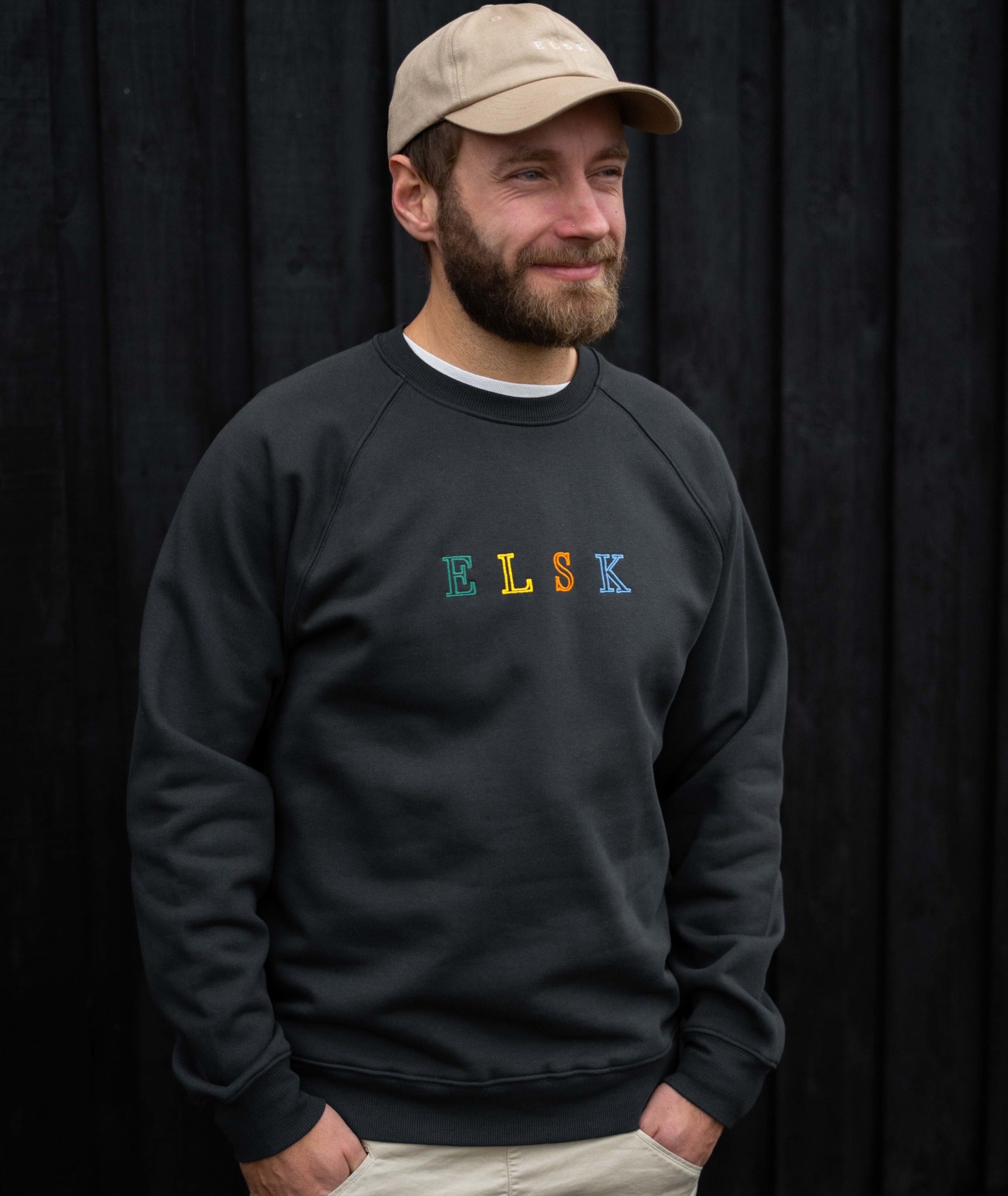 ELSK 02012 | ELSK® PURE STROKE EMB TVÆRS MEN'S CREWNECK | PIRATE BLACK